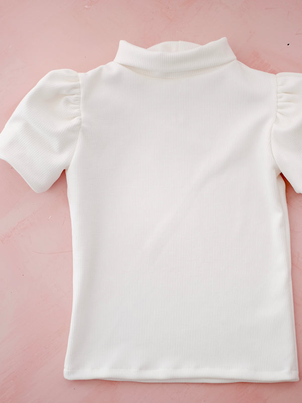 Blair Close Neck Top in White - Laila and Lyra